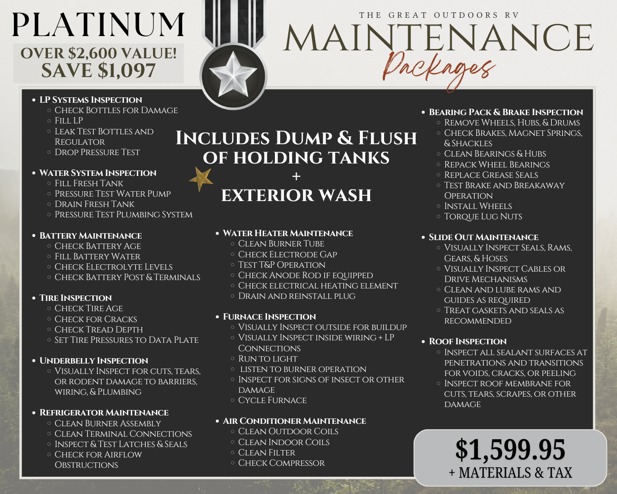 Platinum Maintenance Package | The Great Outdoors RV Service Center